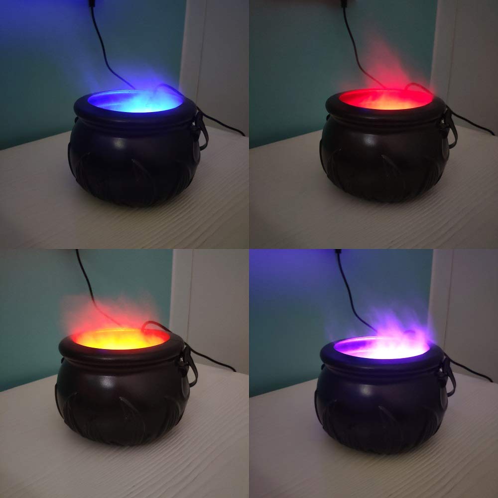 TASHELLS Ultrasonic Mist Maker, Halloween Witch Light, Black Witches Cauldron, Indoor Decoration Mini Ultrasonic Fogger,Mist Fountain for Pond
