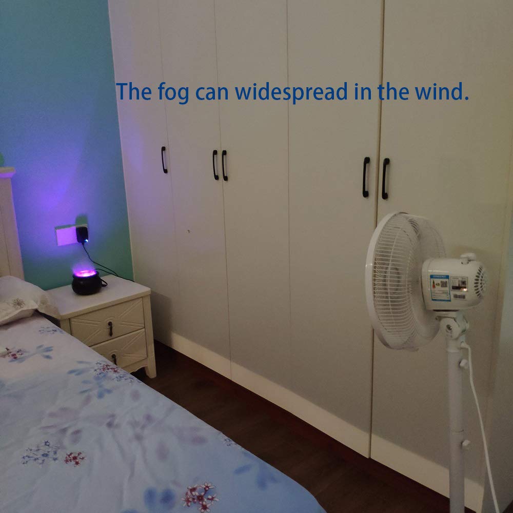 TASHELLS Ultrasonic Mist Maker, Halloween Witch Light, Black Witches Cauldron, Indoor Decoration Mini Ultrasonic Fogger,Mist Fountain for Pond