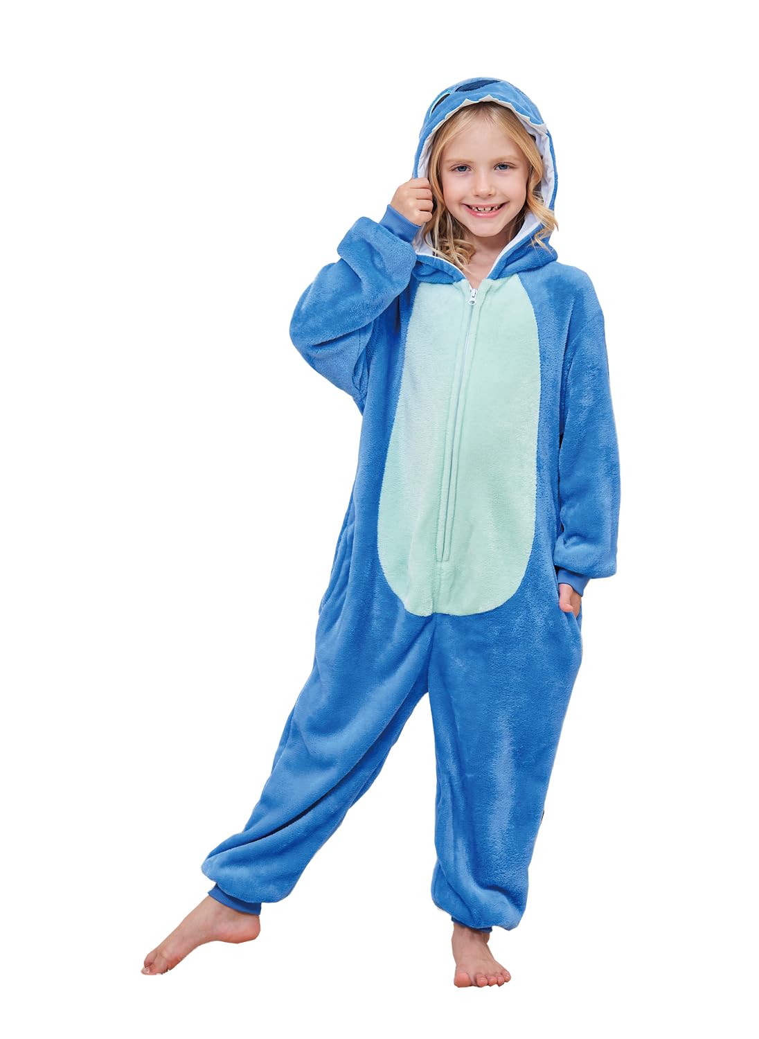 Unisex Kids Onesie Animal Cosplay One-Piece Pajamas Christmas Halloween Costumes Blue