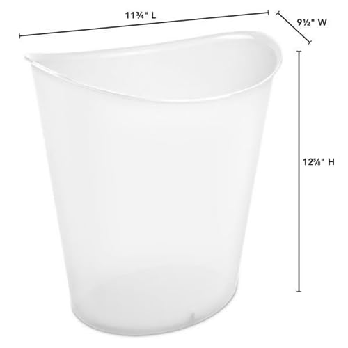 JOEY'Z 3 Gallon Modern Oval Trash Can with Curved Rim - Clear, Plastic, Bathroom, Bedroom, Dorm Room, Kitchen, Office Use