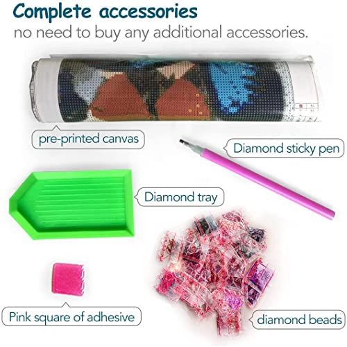 Diamond Painting Full Drill Round Rhinestone, Diamond Art for Adults and Kids Beginners, DIY 5D Diamond Painting Kits for Home Wall Decor (12X16 in)