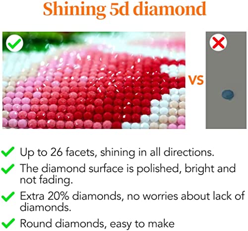 Diamond Painting Full Drill Round Rhinestone, Diamond Art for Adults and Kids Beginners, DIY 5D Diamond Painting Kits for Home Wall Decor (12X16 in)