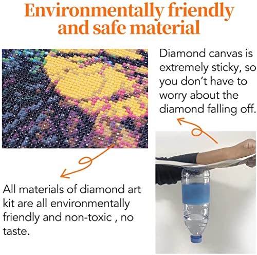 Diamond Painting Full Drill Round Rhinestone, Diamond Art for Adults and Kids Beginners, DIY 5D Diamond Painting Kits for Home Wall Decor (12X16 in)