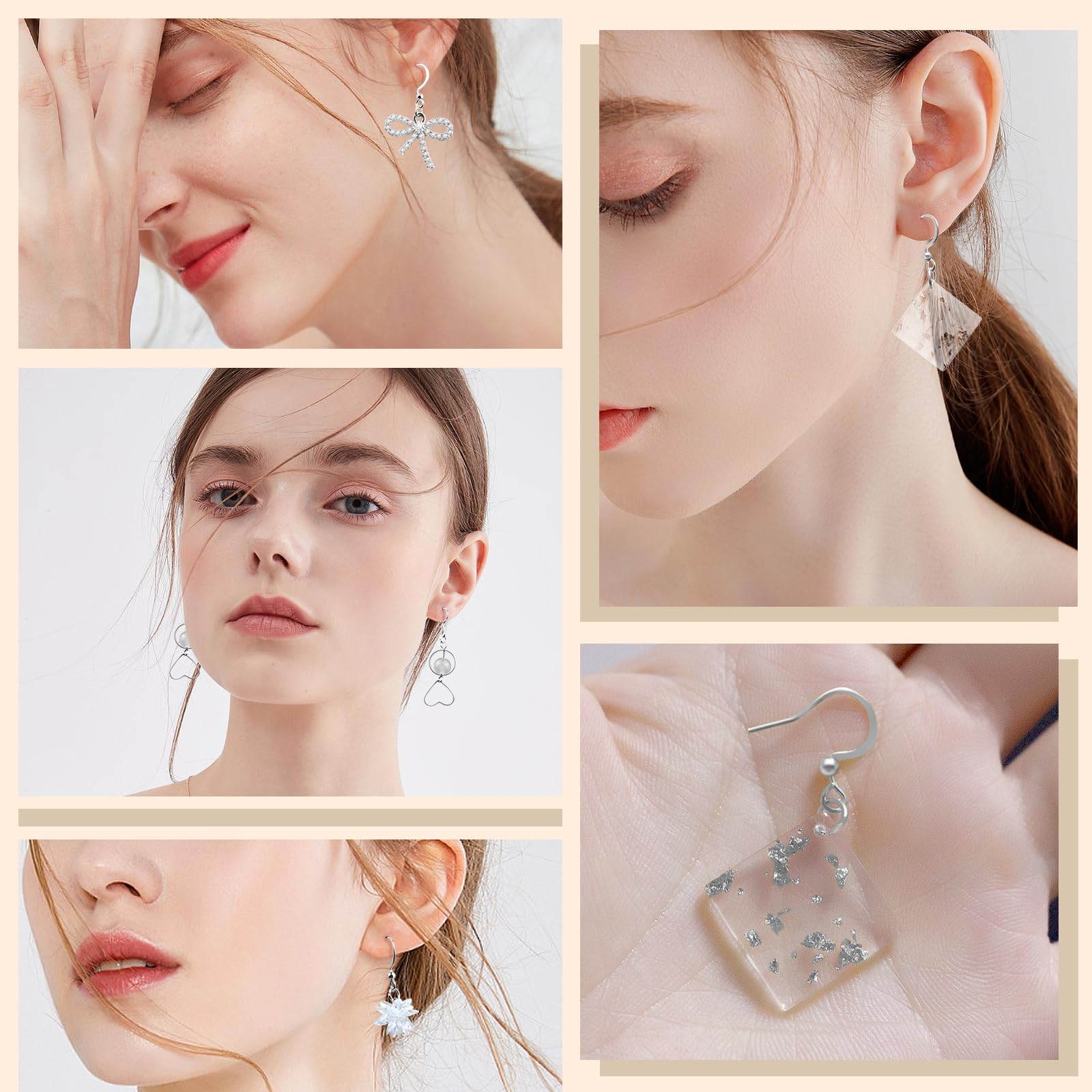 160 PCS/80 Pairs White Gold Tone Earring Hooks Hypoallergenic Ear Wires Fish Hooks with 100 PCS Clear Silicone Earring Backs and 100 PCS Jump Rings Earring Findings for DIY Jewelry Making