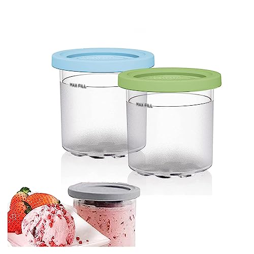 EVANEM 2/4/6PCS Creami Deluxe Pints, for Ninja Creami Pint,16 OZ Icecream Container Airtight and Leaf-Proof for NC301 NC300 NC299AM Series Ice Cream Maker,Blue+Green-2PCS