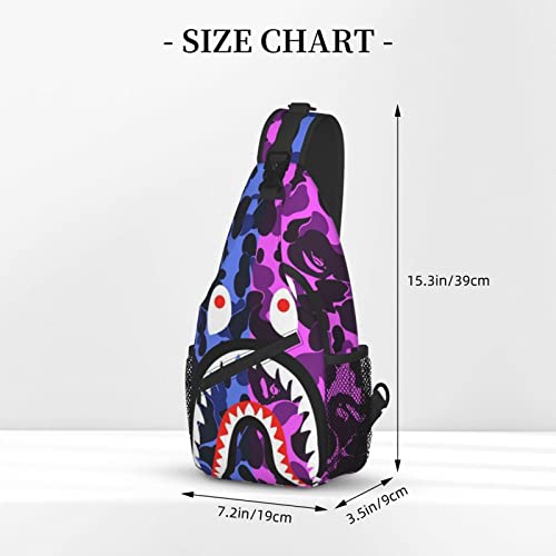 Frenchsh Camo Shark Crossbody Shoulder Bag Casual Backpack for Adult Boy One Size