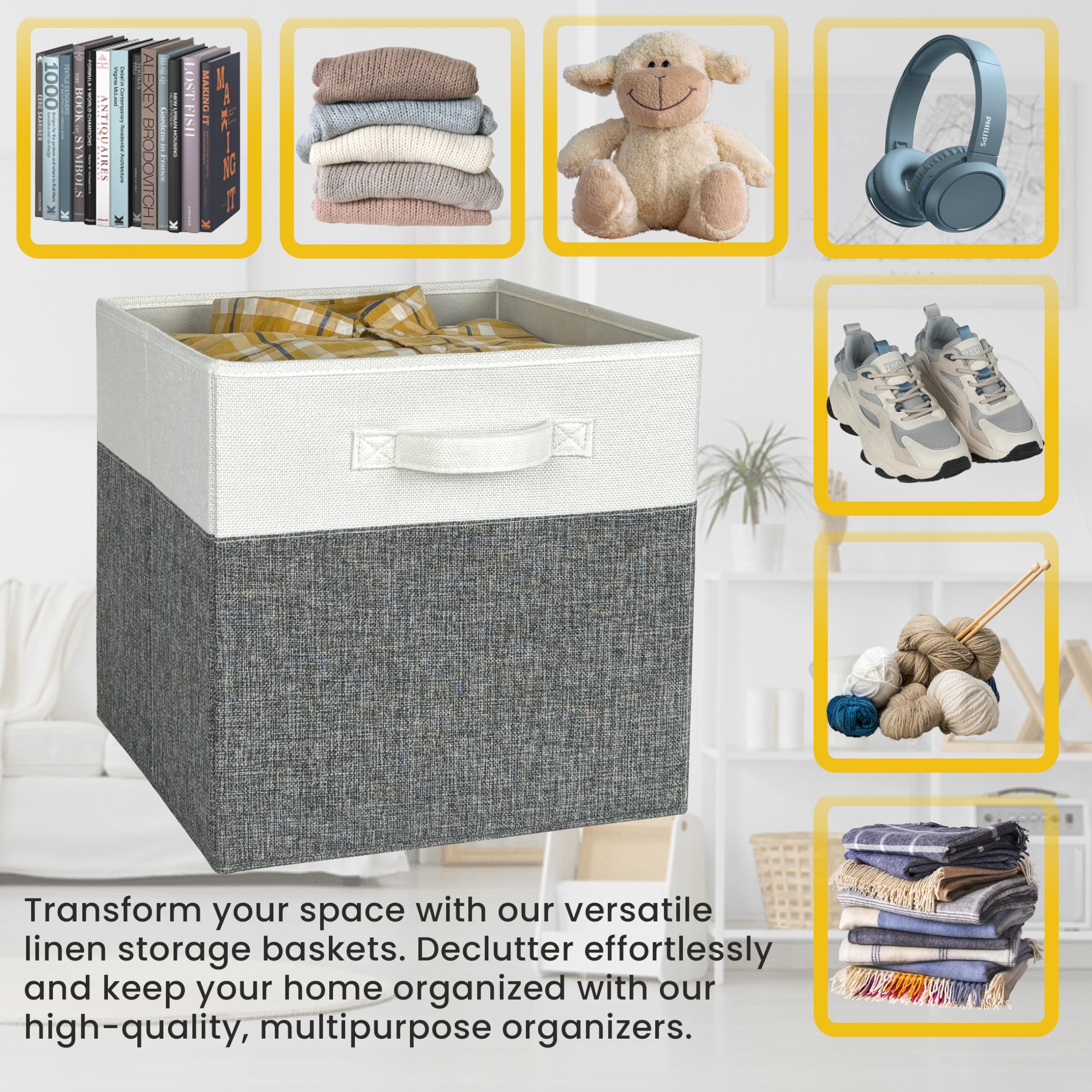Clutter Mutter Open Storage Bins (White 13 inch)