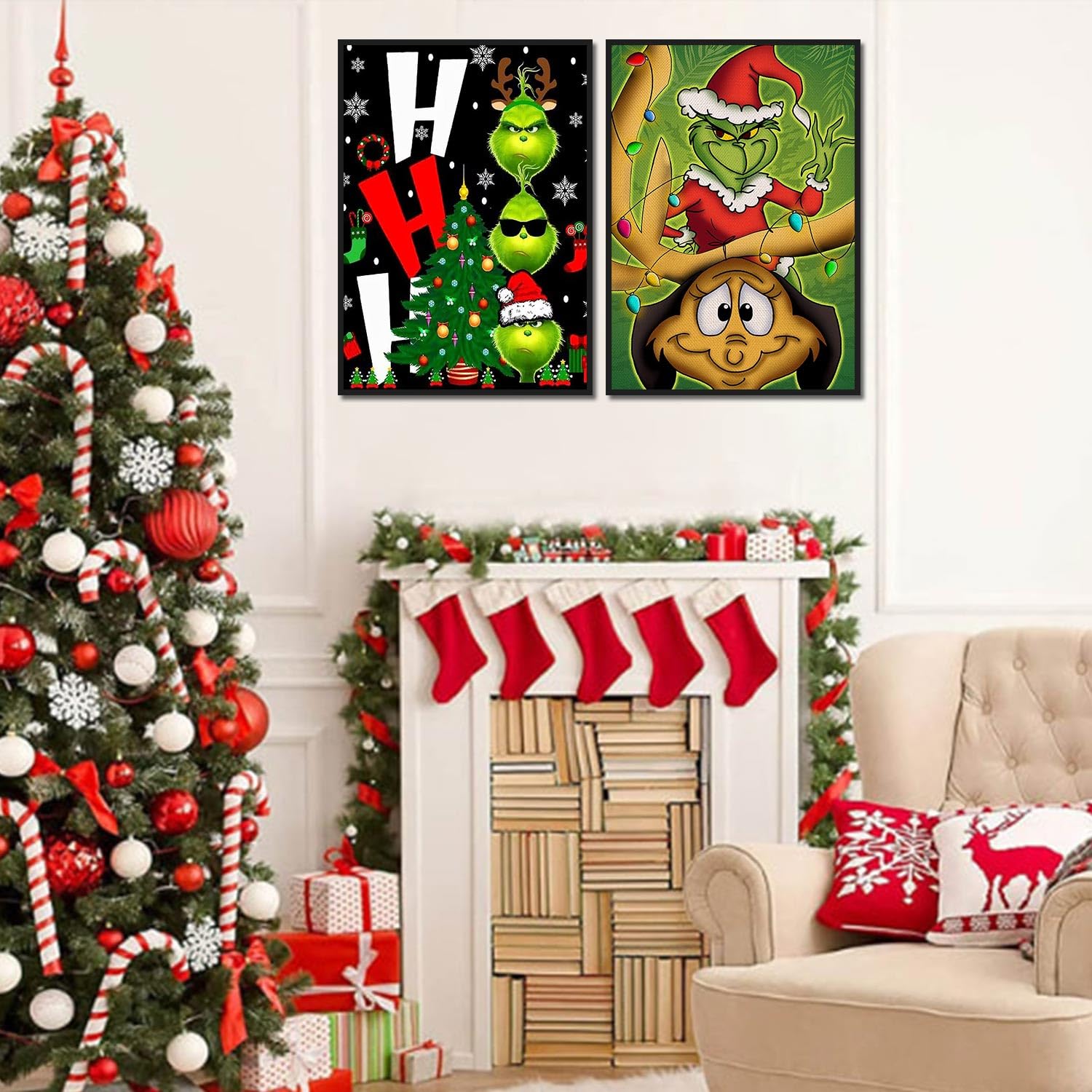 Akahllc 2 Pack Christmas Diamond Painting Kits,Christmas Diamond Art Kits for Adults Beginners,5D Christmas Gem Painting Kits for Gift Home Wall Decor(12X16 inch)