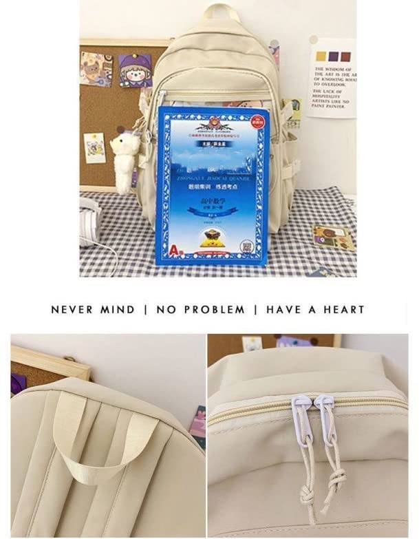 Edles Elves backpack school bag withe side pokect large suitable for boy girl ​hiking camping picnic (black, doll, card, badge)