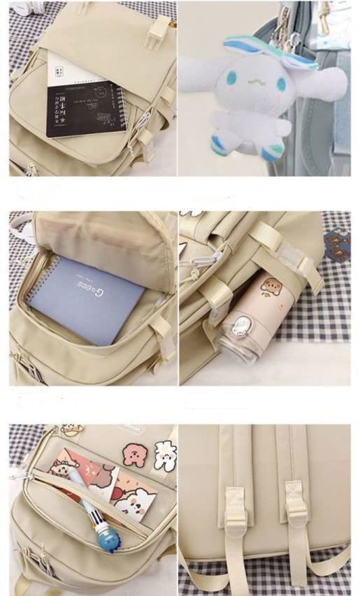 Edles Elves backpack school bag withe side pokect large suitable for boy girl ​hiking camping picnic (black, doll, card, badge)