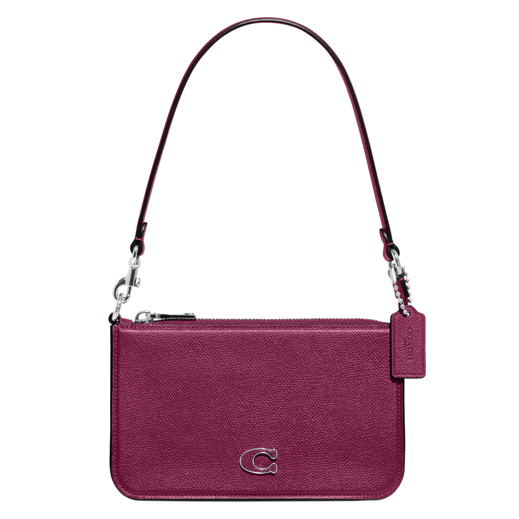 COACH Pouch Bag in Crossgrain Leather, Deep Plum