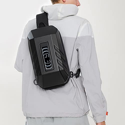 OZUKO Anti-Theft Sling Bag with LED Display, Waterproof Hard Shell Crossbody Shuolder Bag Travel Casual Daypack
