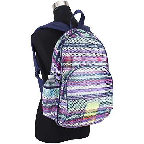 Eastsport Mesh Backpack With Adjustable Padded Shoulder Straps, Blue/Candy Stripe One Size