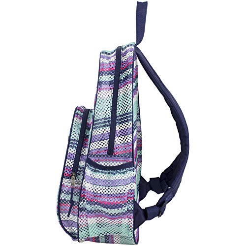 Eastsport Mesh Backpack With Adjustable Padded Shoulder Straps, Blue/Candy Stripe One Size