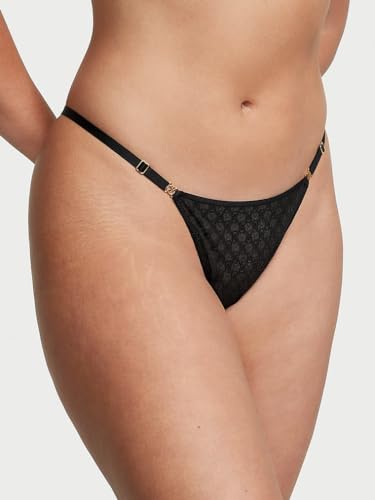Victoria's Secret Very Sexy Icon Thong Panty, G String Underwear for Women, Black, M