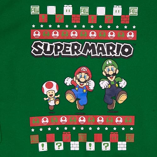 Nintendo Super Mario Bros Boys 2-Piece Set - Holiday Sweatshirt & Jogger Pants 2-Pack Bundle Set for Kids and Toddlers (Size 10-12, Green)