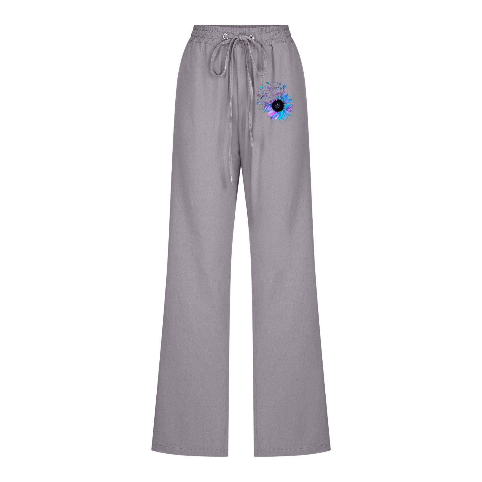 Elastic High Waist Linen Pants Loose Wide Leg Cargo Pants Crop Trouser with Pockets Summer Pants for Women 2023 Trendy Wide Leg Yoga Pants High Elastic Waistband Slit Plus OHD0630USSALE07833