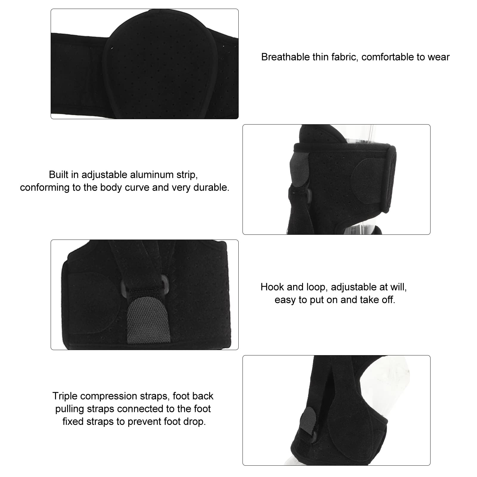Airshi Plantar Fasciitis Night Splint Foot Drop Support Brace Adjustable Double Fixed Strong Stretch Cooling 3 Straps Daytime Plantar Fasciitis