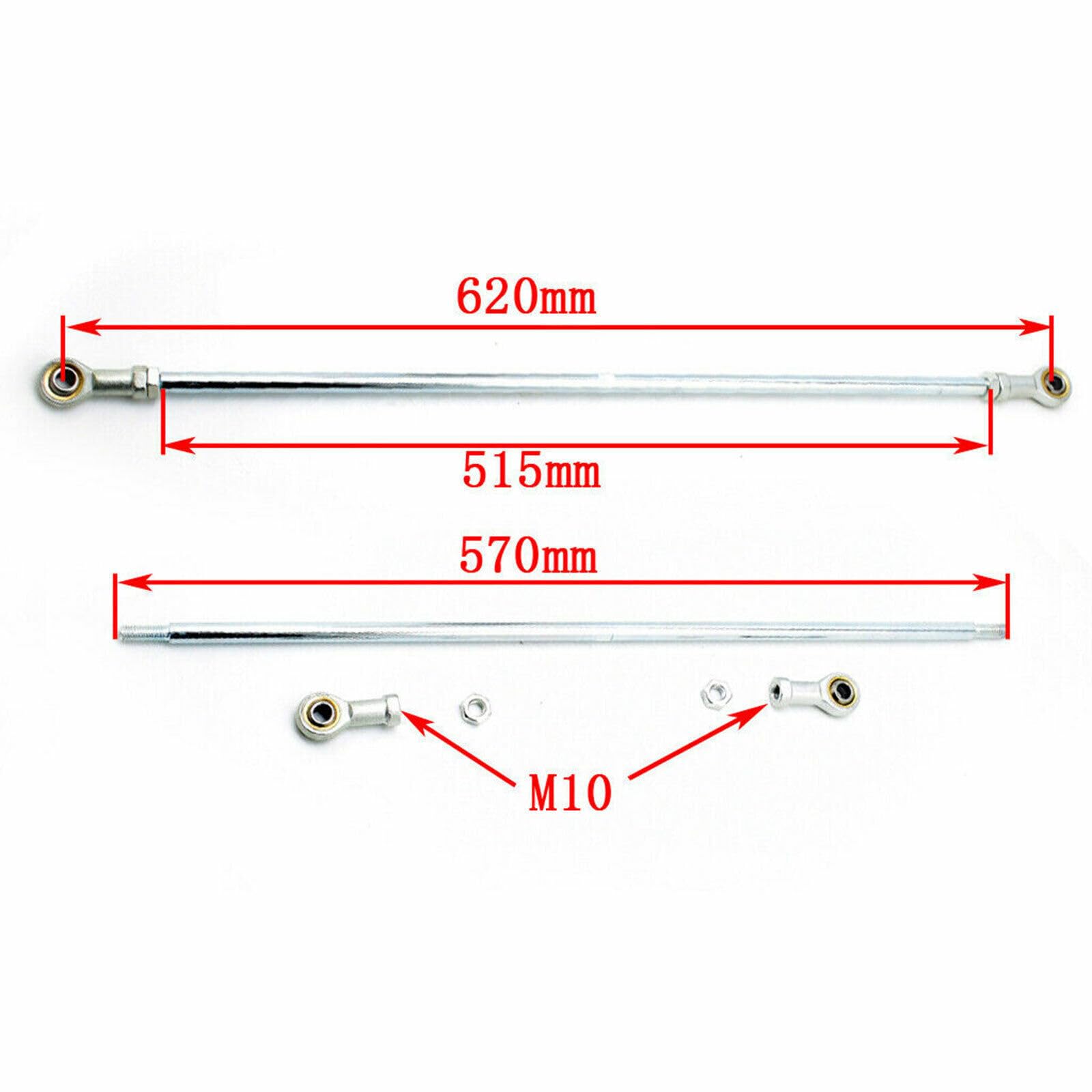 DDBESSIC Go Kart Steering Kit, 640mm Front Steering Wheel Gear Rack Joint Tie Rod & Wheel Assembly Rack Adjustable for DIY 168cc Go Kart UTV ATV Retrofit Replacement