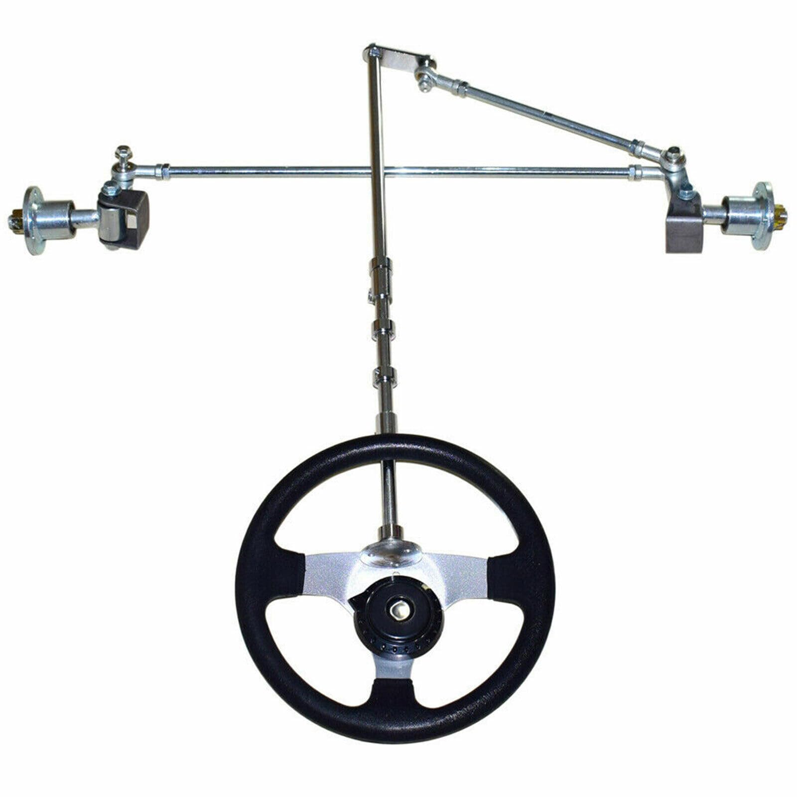 DDBESSIC Go Kart Steering Kit, 640mm Front Steering Wheel Gear Rack Joint Tie Rod & Wheel Assembly Rack Adjustable for DIY 168cc Go Kart UTV ATV Retrofit Replacement
