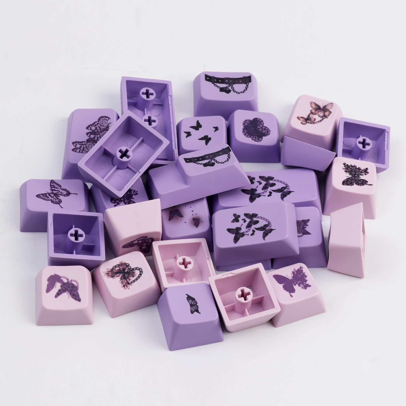 EPOMAKER Butterfly 121 Keys PBT Keycaps, MDA Profile Dye Sublimation Keycaps Set, for Mechanical Gaming Keyboard, Compatible with Cherry Gateron Kailh Otemu MX Structure