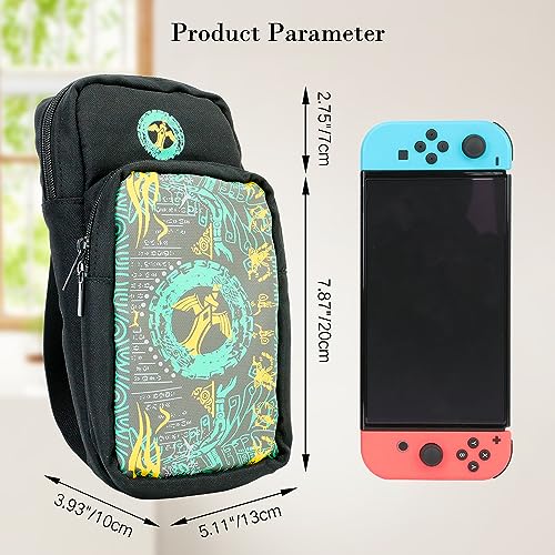PERFECTSIGHT Travel Bag for Nintendo Switch/Lite/OLED, Cute Crossbody Shoulder Bag for Tears of The Kingdom, Portable Sling Backpack Game Carrying Case for NS Console Dock Joy-Cons Accessories, Green