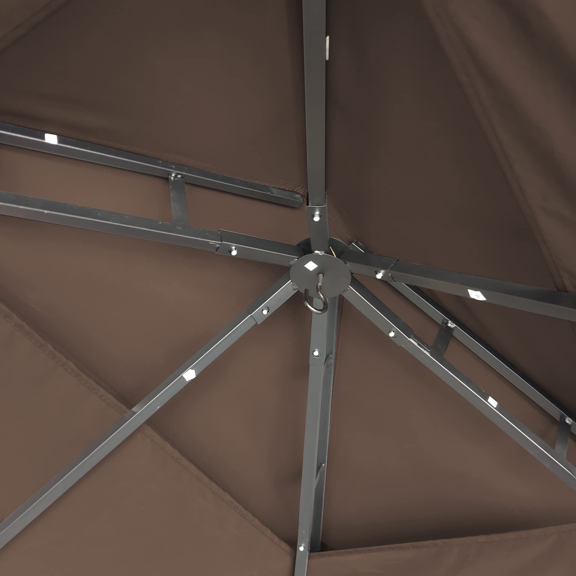 BeiXuan Outdoor BBQ Gazebo 8 x 5 Ft, Grill Gazebo Shelter Tent, Double Tier Soft Top Canopy and Steel Frame with Hook and Bar Counters, Brown