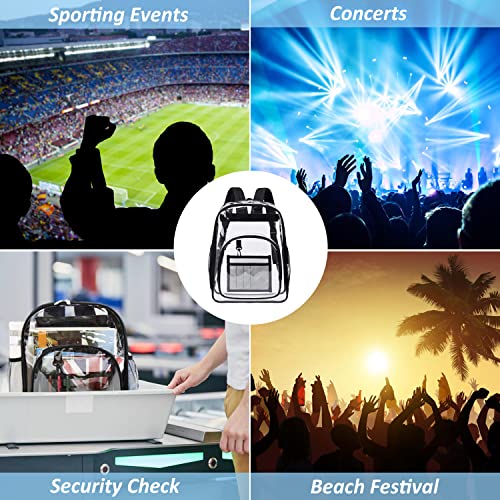 ELEKFINE Clear Backpack, Heavy Duty PVC Clear Bag Stadium Approved - Clear Book Bag for School, Work, Travel, Security, Festival, College (12 Inch)