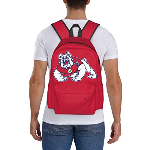 Fresno-State-Bulldogs- Men'S Women'S Bag Backpack Schoolbag Adjustable Large Capacity Schoolbag