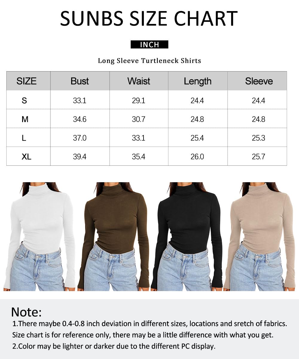SUNBS Womens 3 Piece Turtleneck Long Sleeve Shirts Mock Neck Fall Fashion 2025 Slim Fit Winter Thermal Underwear Tops BlackWhiteGrey3 M