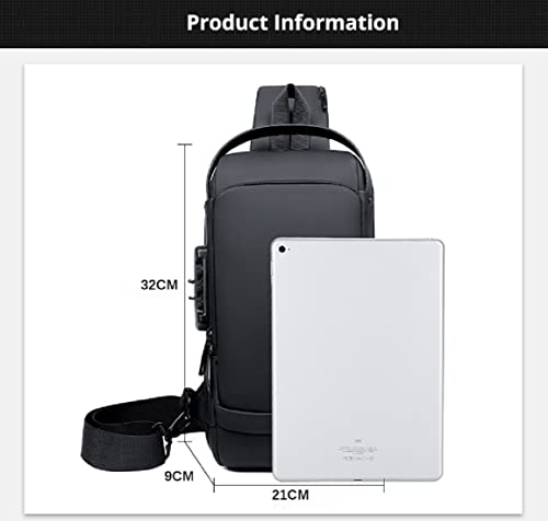 Anti Theft Sling Bag, USB Charging Sport Sling Anti-theft Shoulder Backpack, Waterproof Crossbody Bags (Gray Brown)
