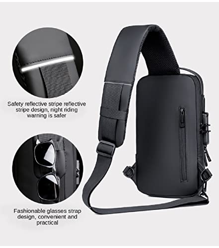 Anti Theft Sling Bag, USB Charging Sport Sling Anti-theft Shoulder Backpack, Waterproof Crossbody Bags (Gray Brown)