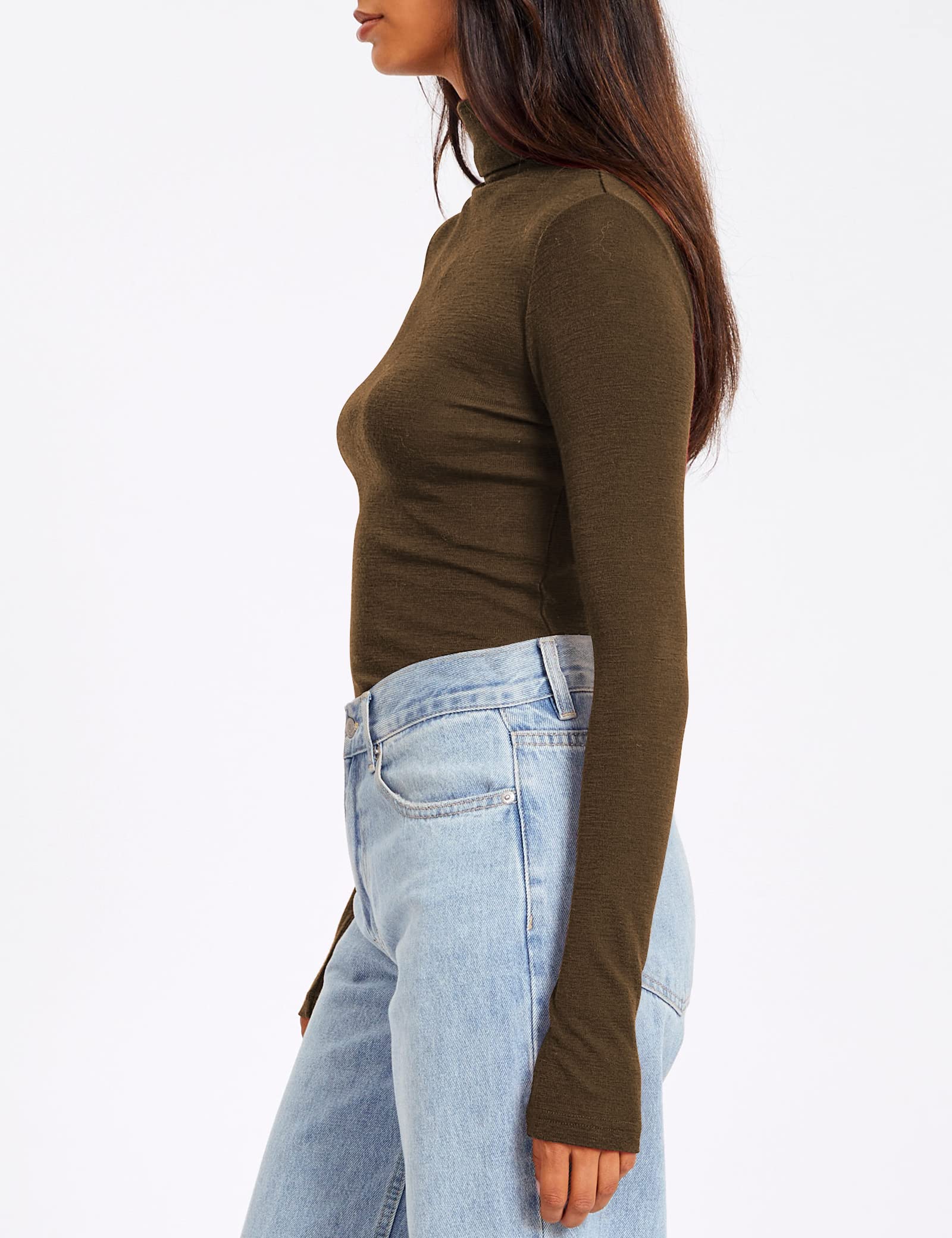 SUNBS Womens 3 Piece Turtleneck Long Sleeve Shirts Mock Neck Fall Fashion 2025 Slim Fit Winter Thermal Underwear Tops BlackBeigeCoffee3 XL