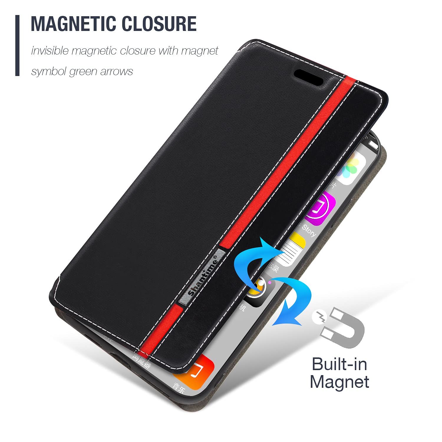 for Xiaomi Redmi 12 4G Case, Fashion Multicolor Magnetic Closure Leather Flip Case Cover with Card Holder for Xiaomi Redmi Note 12R 5G (6.79β)