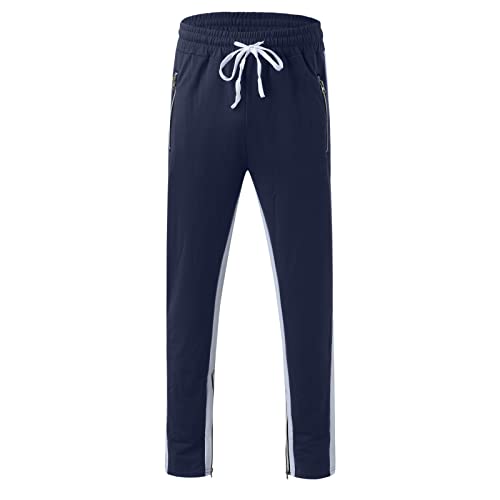 Vickyleb Men's Fitted Elastic Waistband Cotton Linen Pants with Drawstring Cargo Pants for Men Black mingwangseo @w