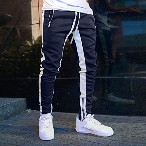 Vickyleb Men's Fitted Elastic Waistband Cotton Linen Pants with Drawstring Cargo Pants for Men Black mingwangseo @w