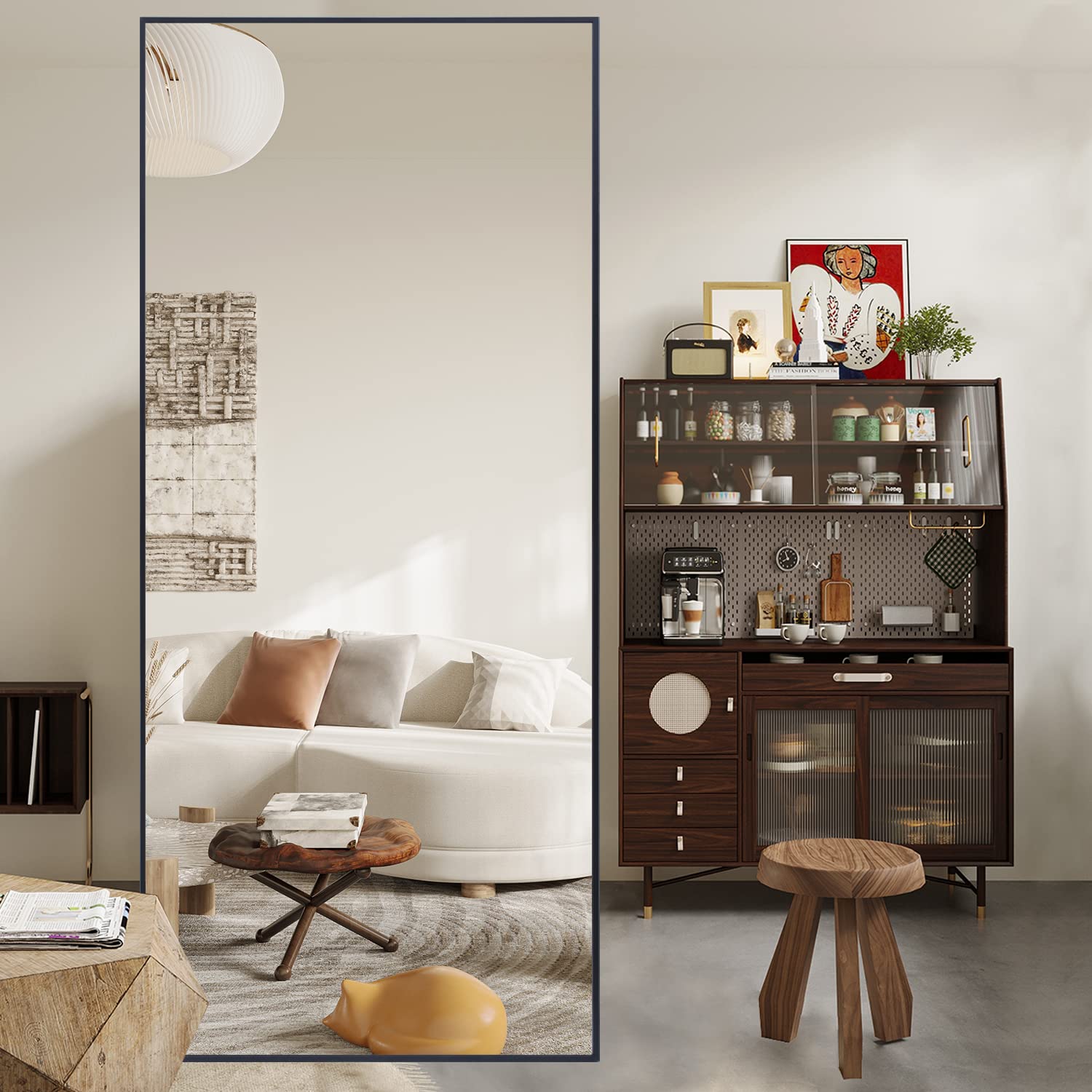NEUWEABY Full Length Mirror 65"x24" Floor Mirror Large Black Mirror Body Rectangle Mirror for Bedroom Living Room Standing Hanging or Leaning Against Wall Aluminum Alloy Frame
