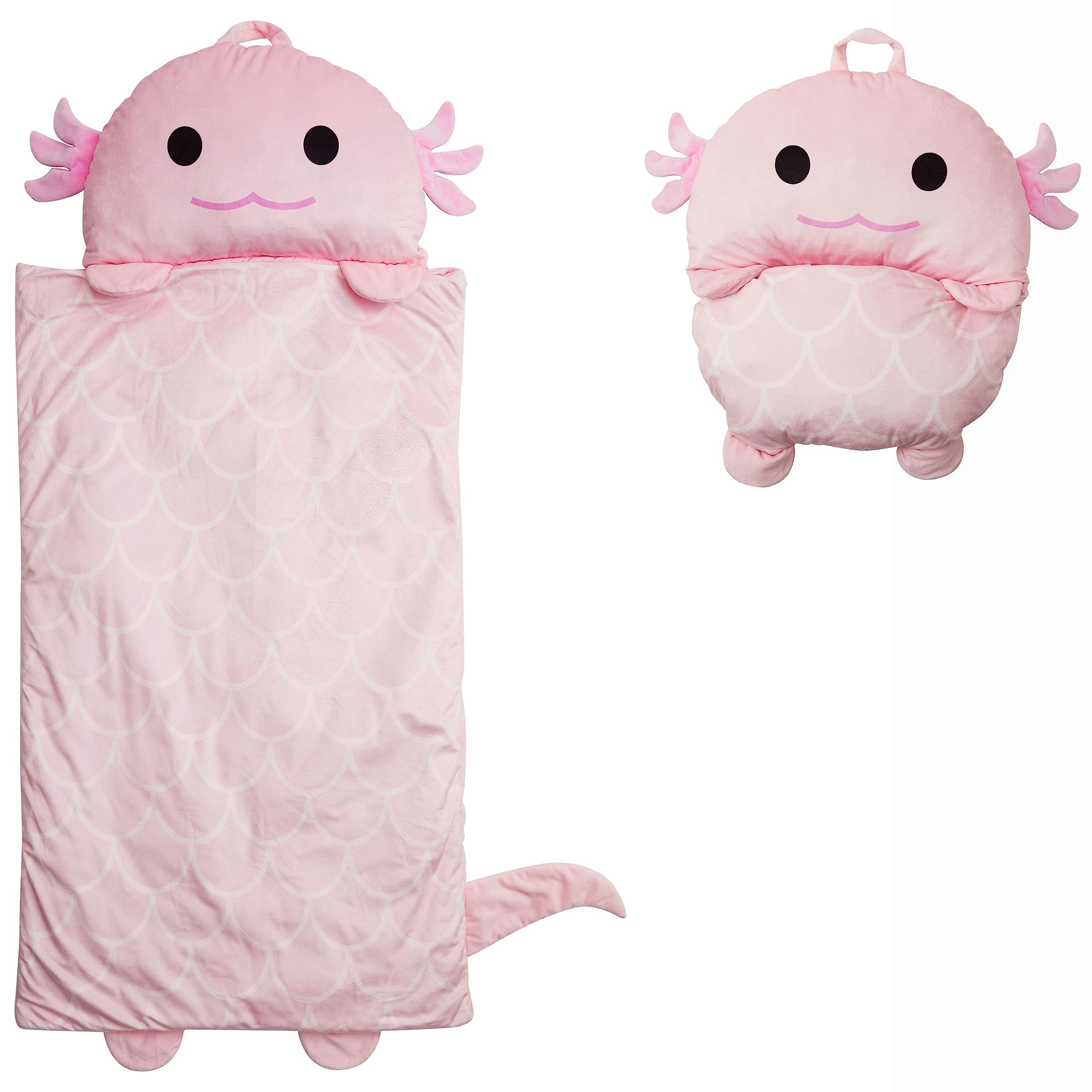 Nap Buddy Sleeping Bag for Kids, Convertible Sleeping Bag for Boys and Girls, Oeko TEX Certified, Travel Sleeper for Children, Axolotl
