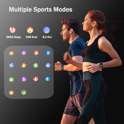 EURANS Smart Watch 45mm, AMOLED Fitness Watch with Heart Rate/Sleep Monitor Steps Calories Counter, IP68 Waterproof Activity Tracker Compatible with Android iOS