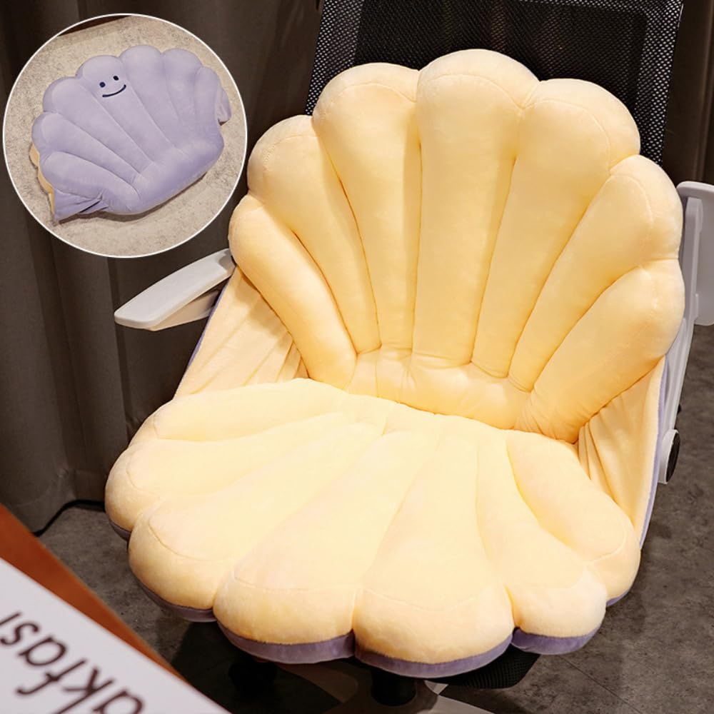 Gaming Chair Cushion, Cute Seat Cushion with Backrest Non-Slip, Sea Shell Chair Pillow Floor Seat for Gamer Chair, Comfy Chair Cushion for Bedroom Dining Room Decorate (Purple)