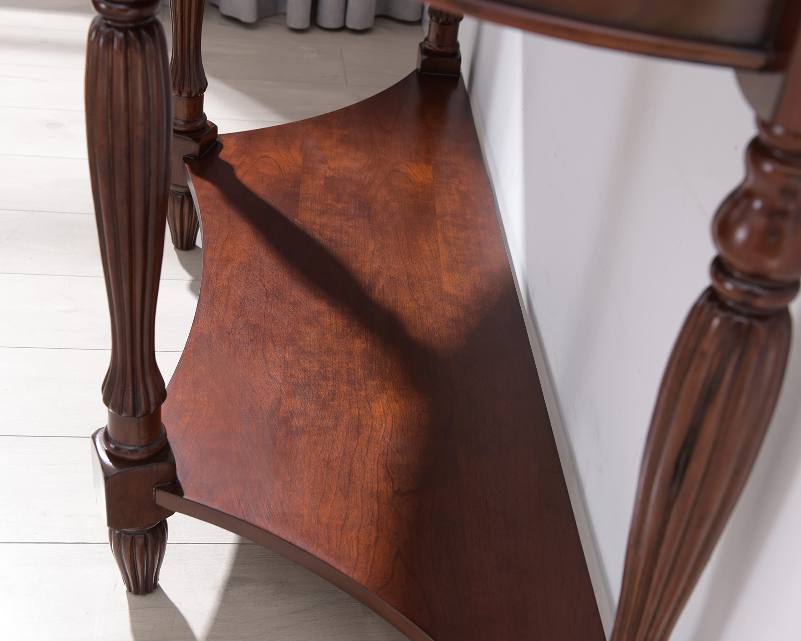Solid Wood Semi-Circle Sofa Table with Drawer, 45.3" Traditional Living Room Console Table with Open Bottom Shelf 2-Tier Vintage Elliptical Entry Table for Home Office,Cherry Walnut SFZ1533