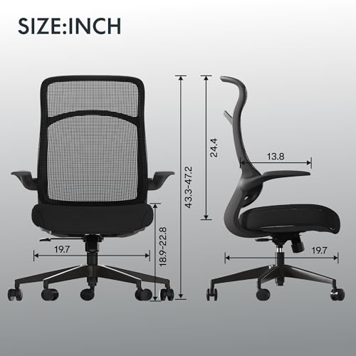 FLEXISPOT OC2 Comfy Office Chair Ergonomic Back Support Home Office Desk Chairs Comfortable Computer Chair with Flip-up Arm Rest Comfy Chair for Living Room/Bedroom/Study(Black)