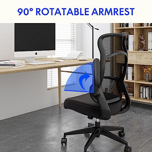 FLEXISPOT OC2 Comfy Office Chair Ergonomic Back Support Home Office Desk Chairs Comfortable Computer Chair with Flip-up Arm Rest Comfy Chair for Living Room/Bedroom/Study(Black)