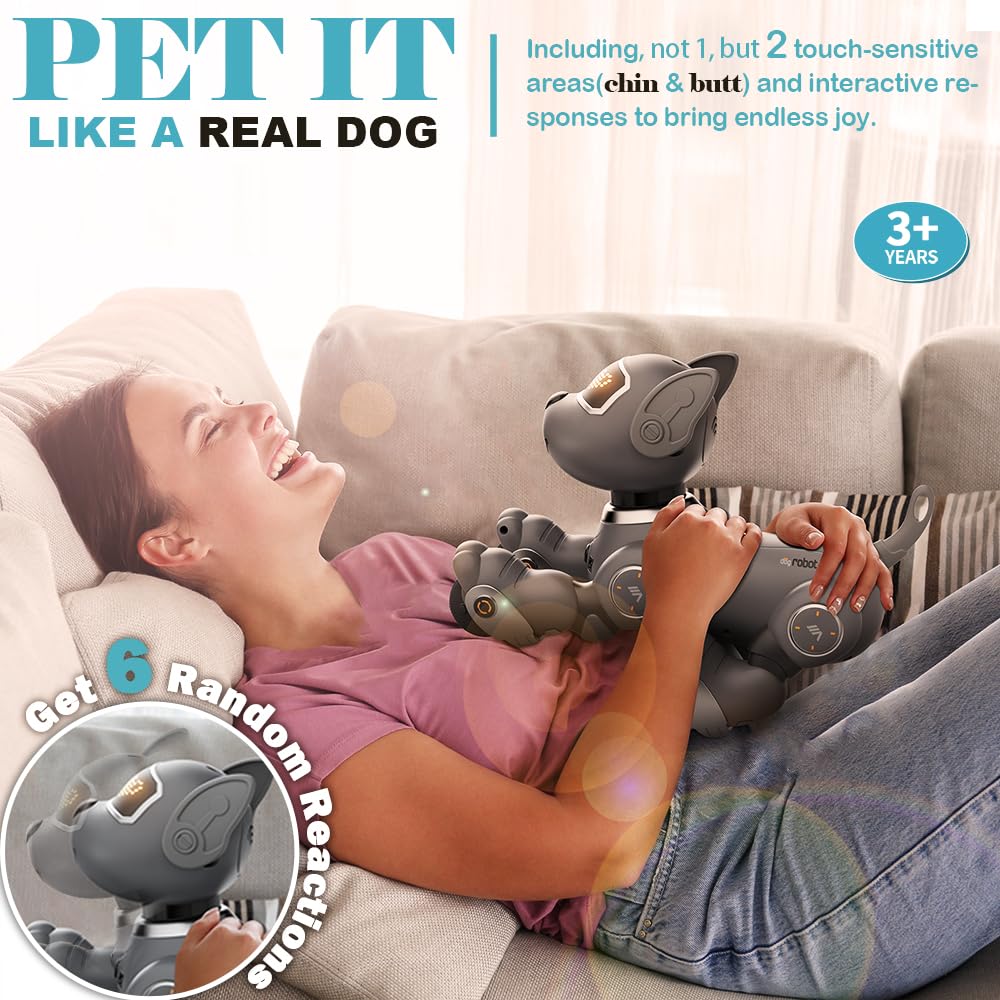 VATOS Robot Dog Toy for Kids, Voice & 2.4GHz Remote Control Robot Pet with Interactive Touch Sensors, Over 20+ Responses, Program Mode, Robotic Puppy Toy for Kids Boys & Girls