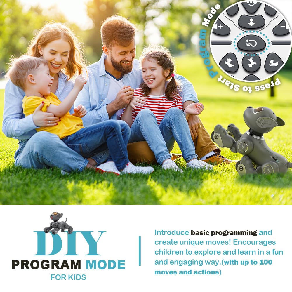 VATOS Robot Dog Toy for Kids, Voice & 2.4GHz Remote Control Robot Pet with Interactive Touch Sensors, Over 20+ Responses, Program Mode, Robotic Puppy Toy for Kids Boys & Girls