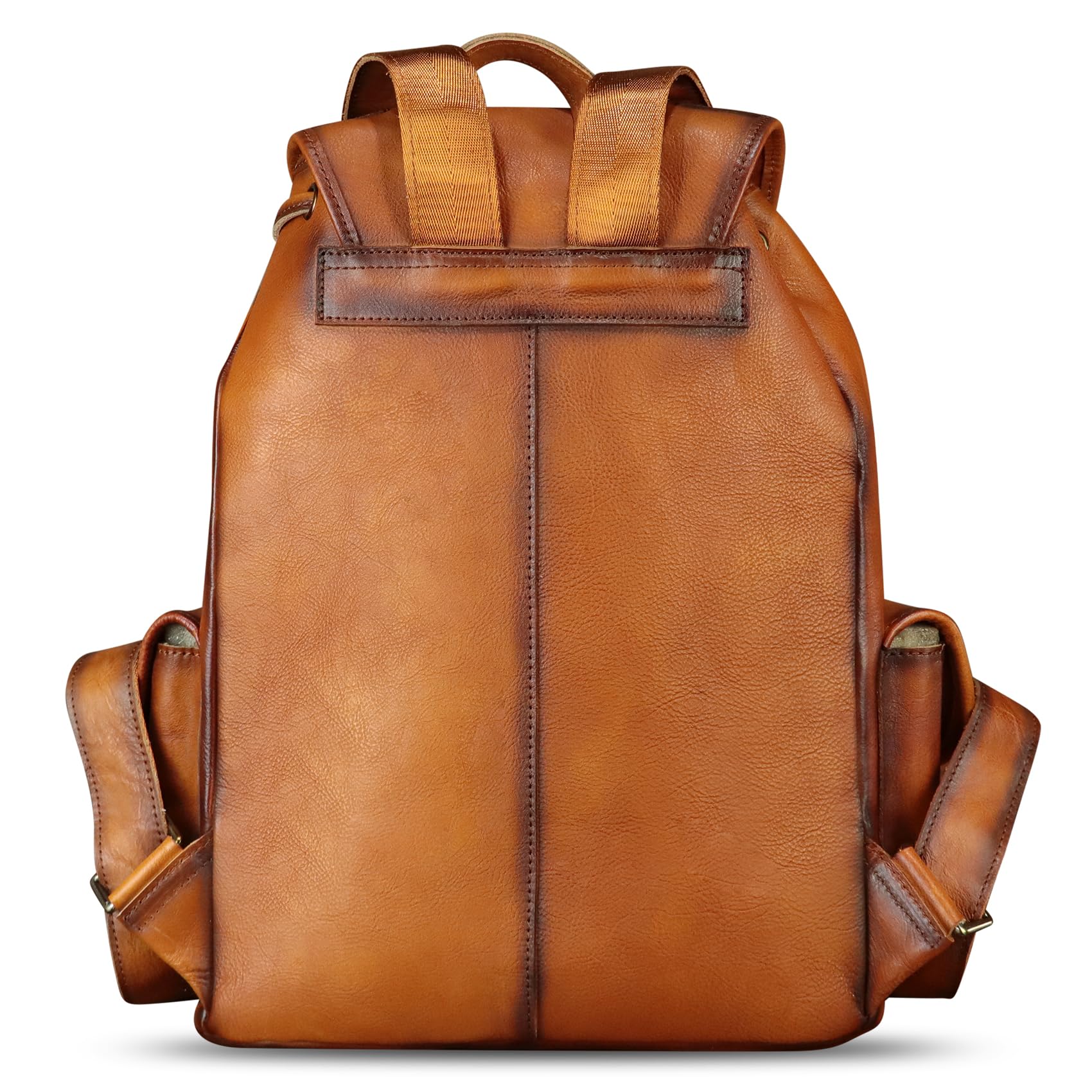 IVTG Genuine Leather Backpack for Men and Women Vintage Real Leather Knapsack Purse Rucksack Fashion Daypack High Capacity (Brown)