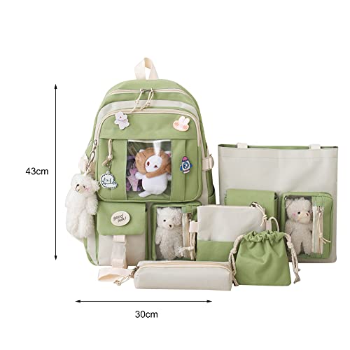 5pcs/set Canvas School Backpacks Women Lovely School Bags for Girl Shoulder Bags