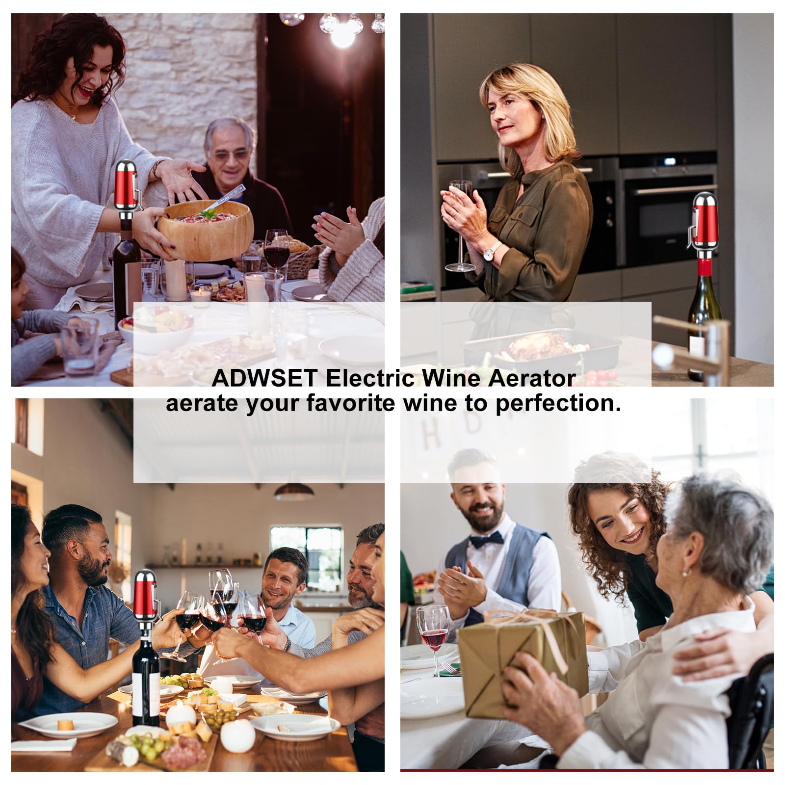 ADWSET Wine Aerator Wine Decanter, One Button Smart Wine Dispenser Wine Pourer Spout Best Wine Gifts for Wine Lovers(Wine red)