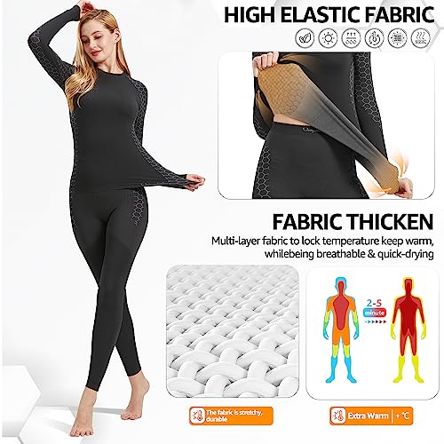 UNIQUEBELLA Womens Thermal Underwear, Thermal Base Layers Women - Ski Wear Ladies Compression Athletic Long Johns Skins Set