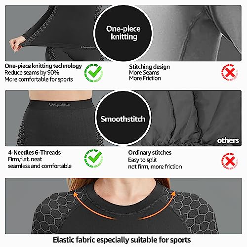 UNIQUEBELLA Womens Thermal Underwear, Thermal Base Layers Women - Ski Wear Ladies Compression Athletic Long Johns Skins Set